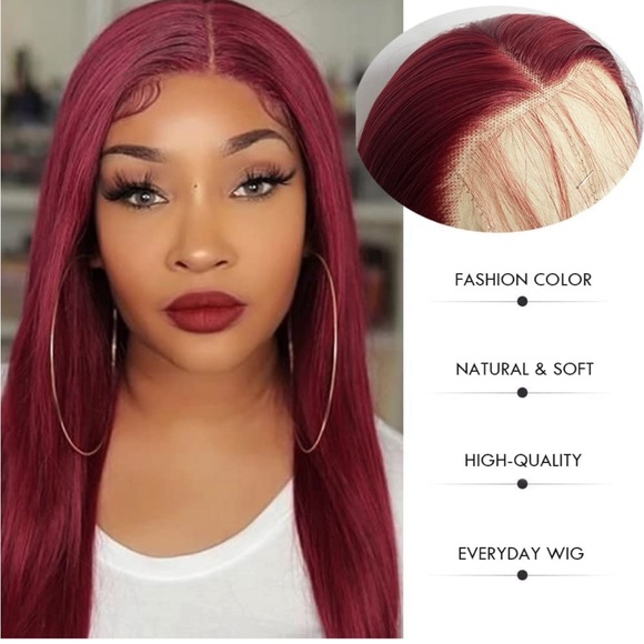 Hair | Red Lace Front Wig Long Straight Synthetic Lace Front Wigs 13x3 ...